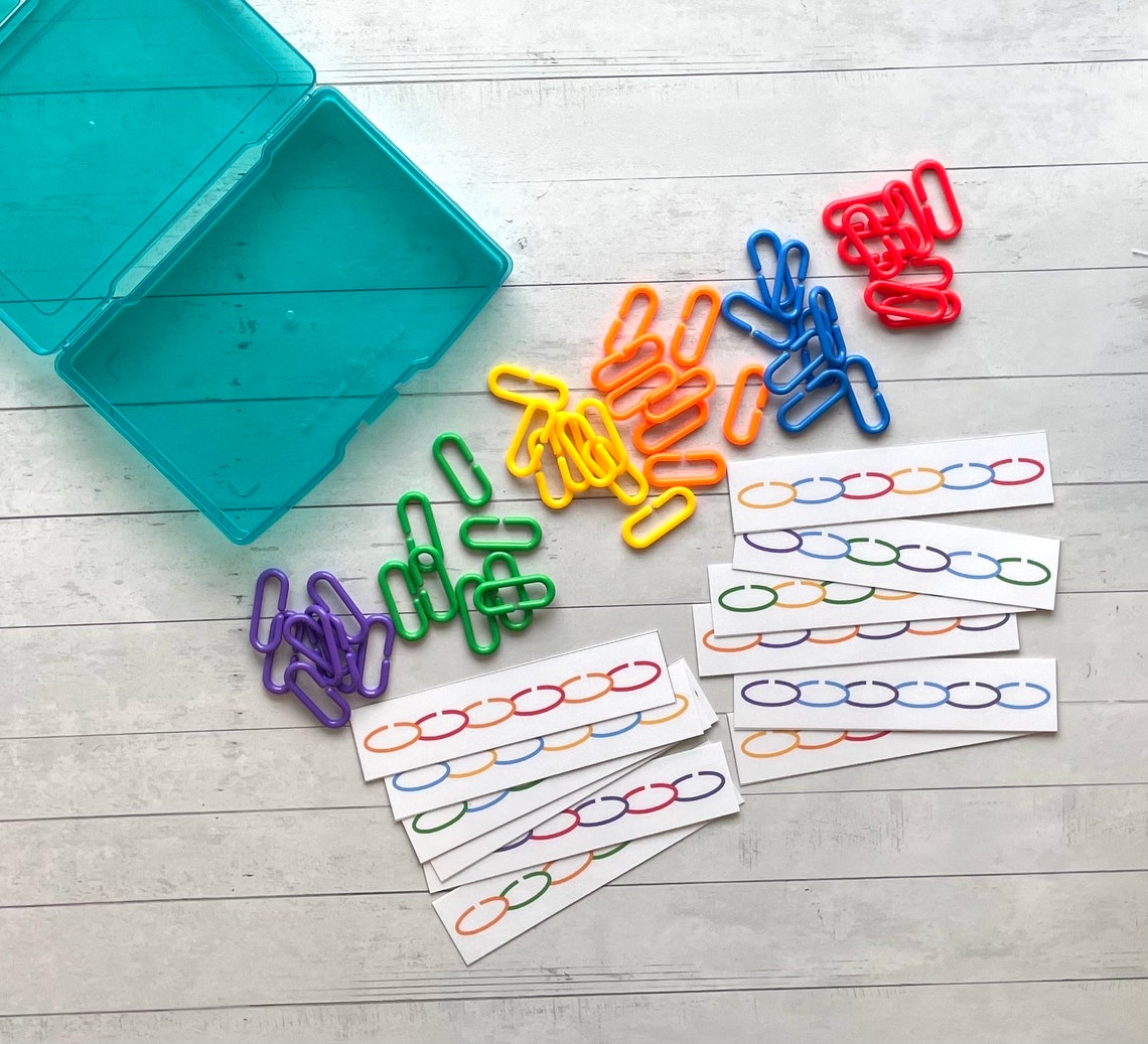 Colored Links Task Box Cards – Montessori Pattern Printable (PDF) - Etsy