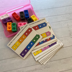 Colored Cube Patterns Task Box Activity Set- Montessori Learning Toy ...