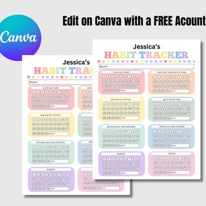 Editable Habit Tracker - Kids Behavior Planner - Monthly Habit Tracker ...