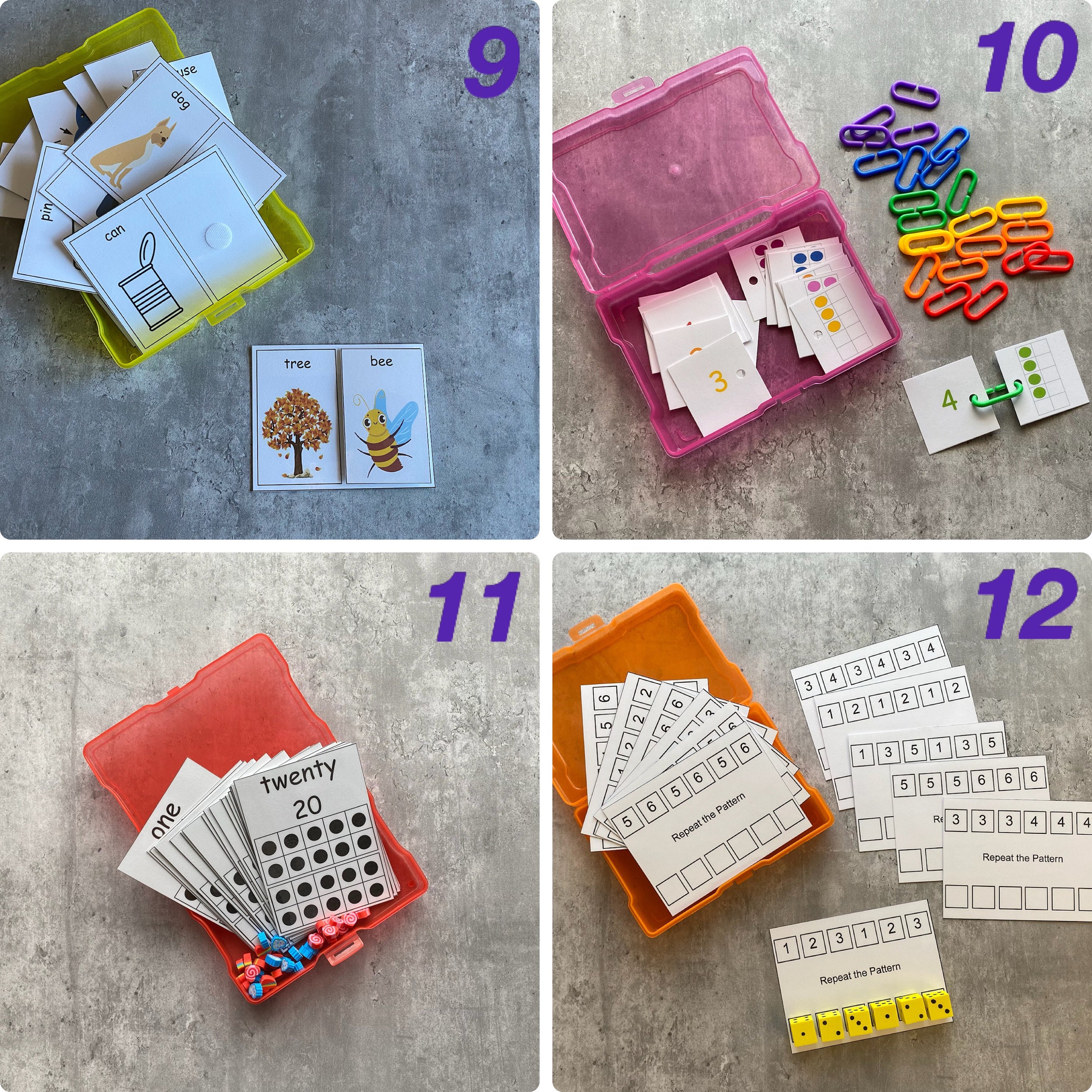 16 Learning Activities - Preschool Task Box Bundle #2- Ready to Use, No ...