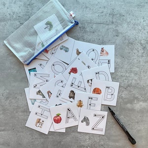 Letter Tracing Activity Cards With Beginning Sounds Pictures-task Box ...