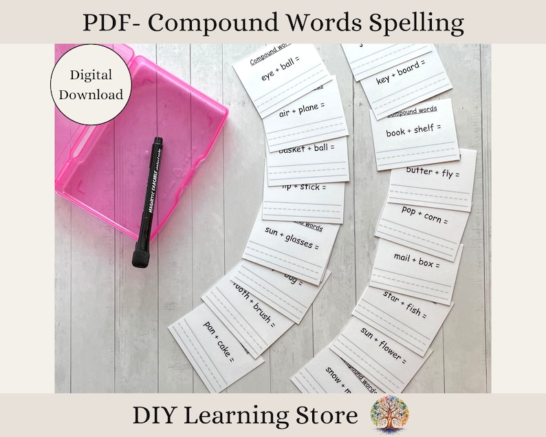 Compound Word Spelling Activity – Montessori Learning (PDF) - Etsy