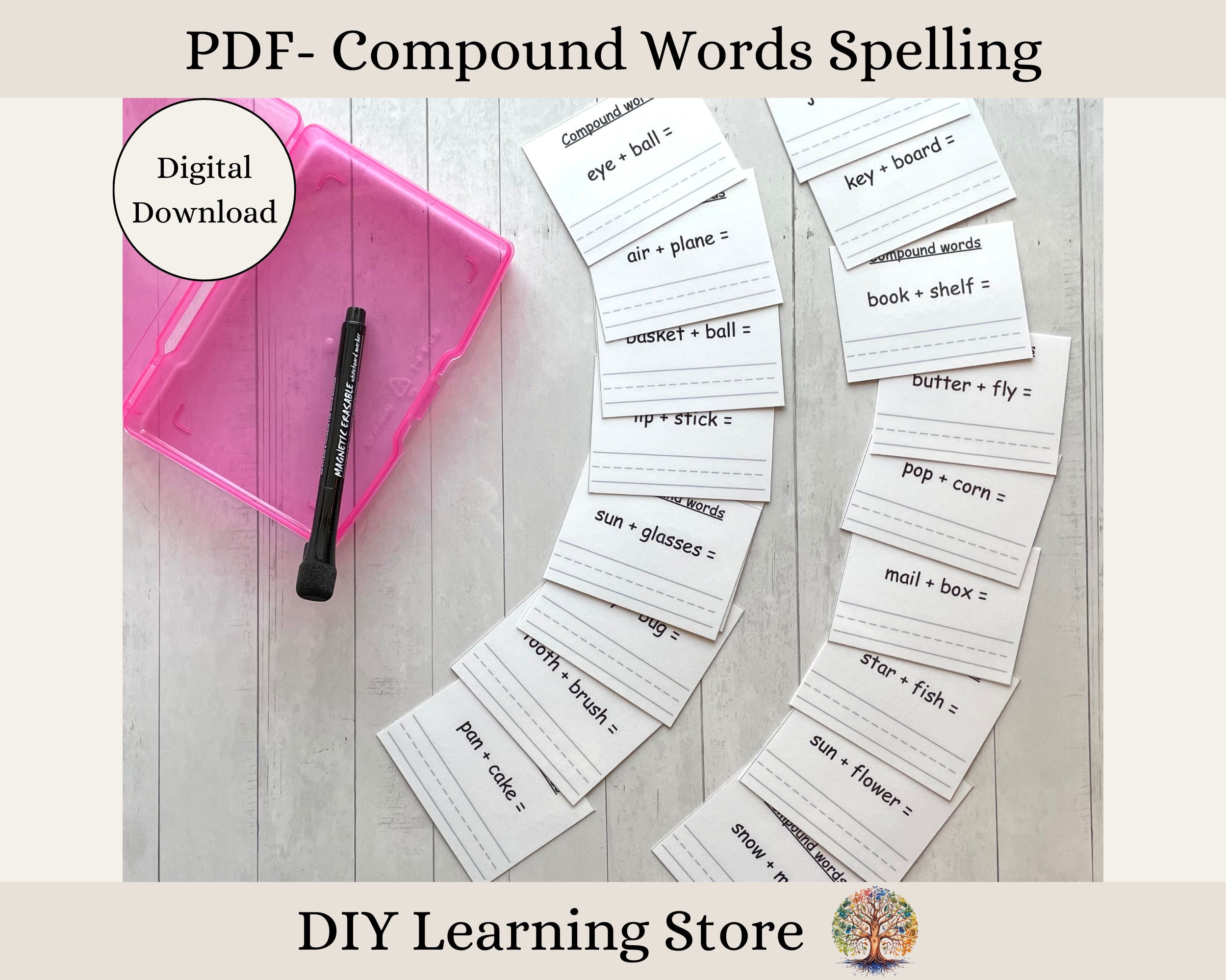 Compound Word Spelling Activity – Montessori Learning (PDF) - Etsy