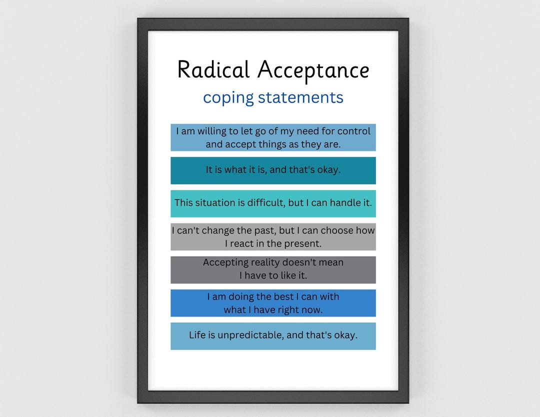 Radical Acceptance Coping Statements- Wall Art- Therapy Poster- Instant ...