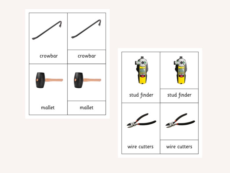 3 Part Cards- TOOLS- Montessori Flash Cards Activity- Montessori ...