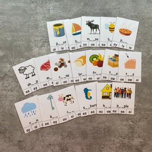 Vowel Digraph Activity Set- Matching and Fill in the Blank- Task Box ...