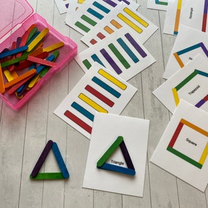 Shapes and Patterns With Craft Sticks- Activity Set for Preschool and ...