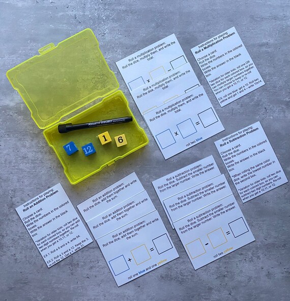 Roll a Math Problem-task Box Activity Set - Etsy