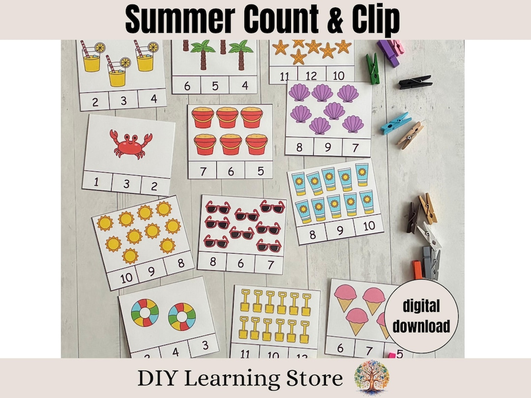 Counting 1-12- Summer Themed Cards- Toddler Activities- Preschool ...