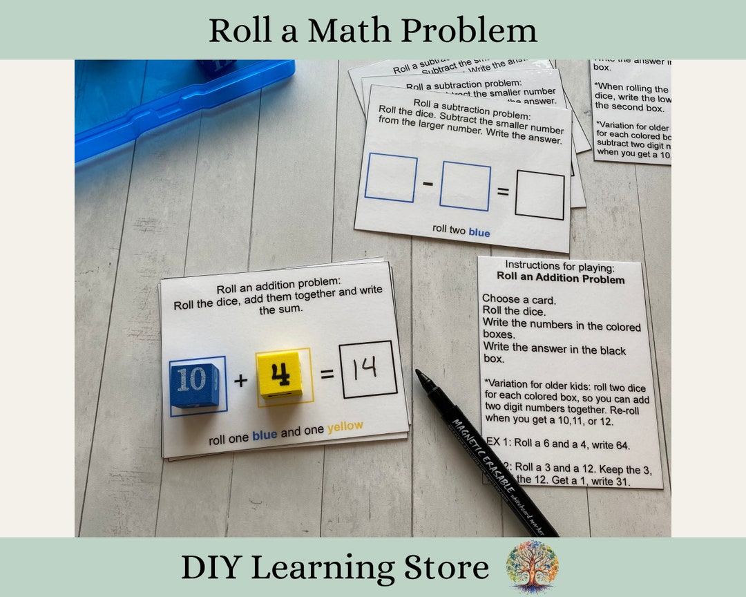 Roll a Math Problem-task Box Activity Set- Montessori Learning Toy for ...