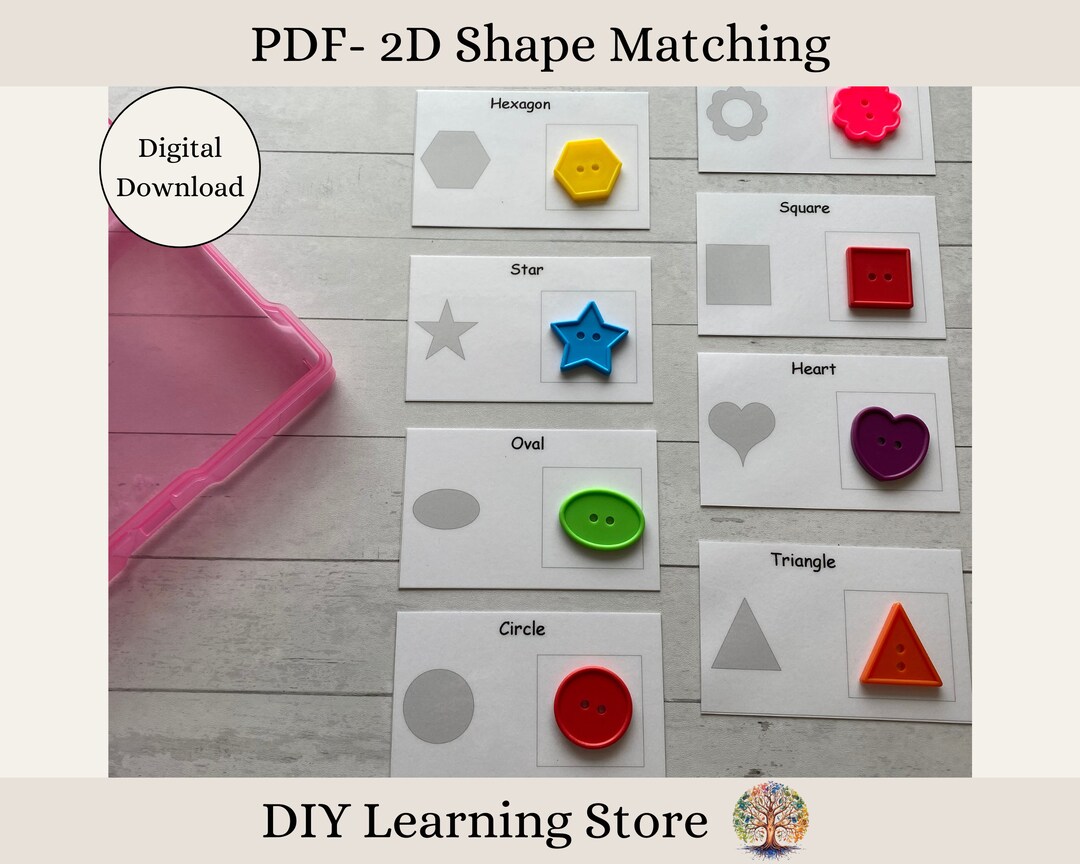 PDF 2D Shape Button Matching Activity Cards-instant Download-montessori ...