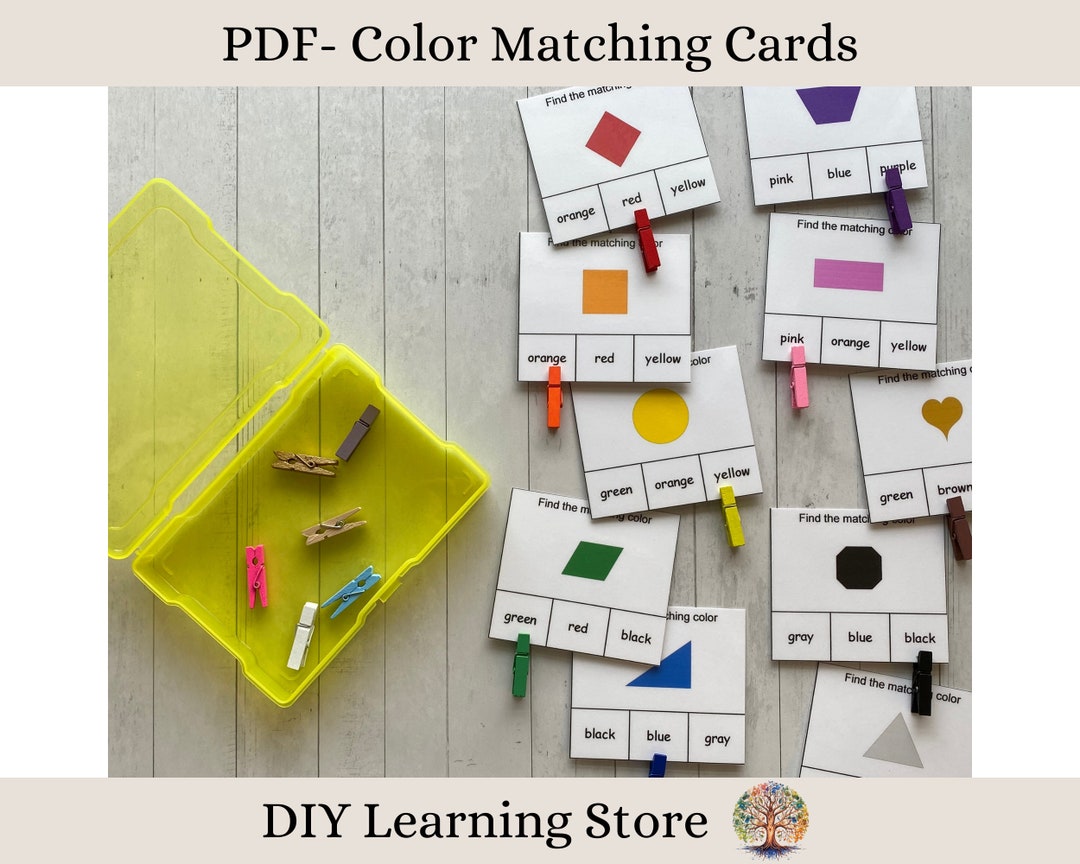 Pdf-color Matching Activity Cards-montessori Learning Toy for Preschool ...