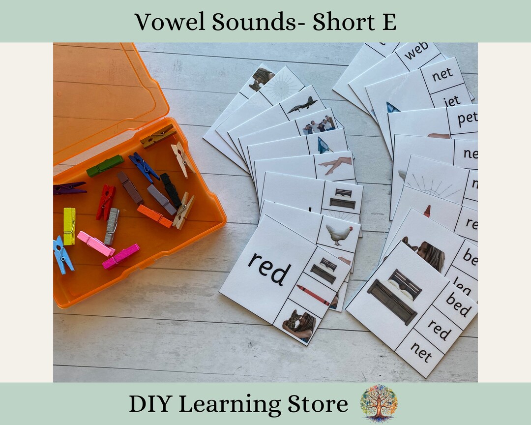 Short E Vowel Sounds Phonics Activity Cards- Montessori Preschool ...