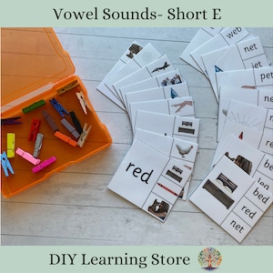 Short E Vowel Sounds Phonics Activity Cards- Montessori Preschool ...