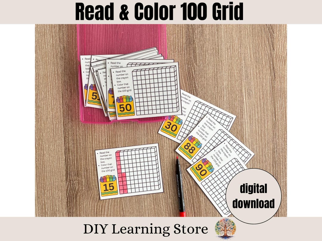 Read and Color 100 Grids-activity Cards- Instant Download- Montessori ...