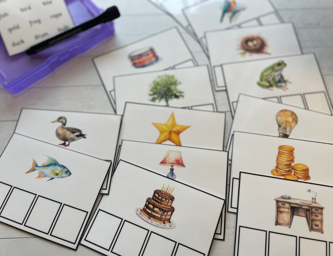 Spelling Practice-4 Letter Words Task Box Activity Set for Kindergarten ...