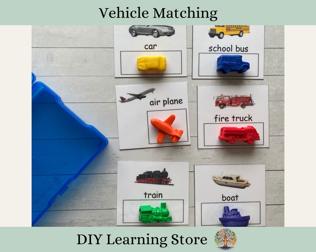 Vehicle Matching Task Box Activity Set- Montessori Learning Toy for ...