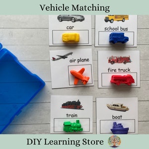 Vehicle Matching Task Box Activity Set- Montessori Learning Toy for ...