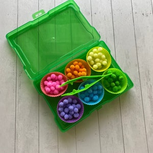 Counting and Color Sorting With Mini Poms Task Box Activity Set ...