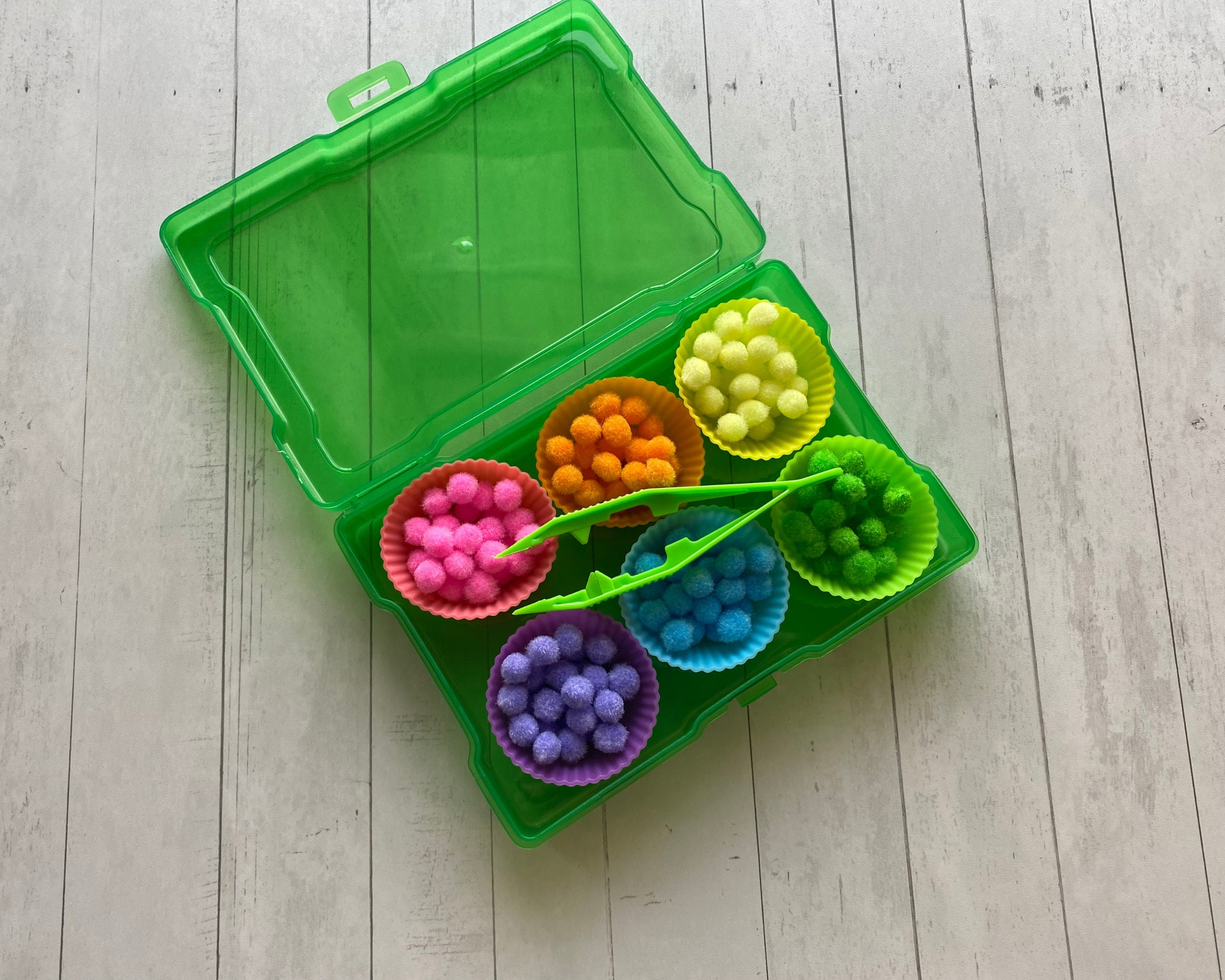 Counting and Color Sorting With Mini Poms Task Box Activity Set ...