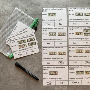 Word Problems With Money Activity Set- Montessori Learning Toy for ...