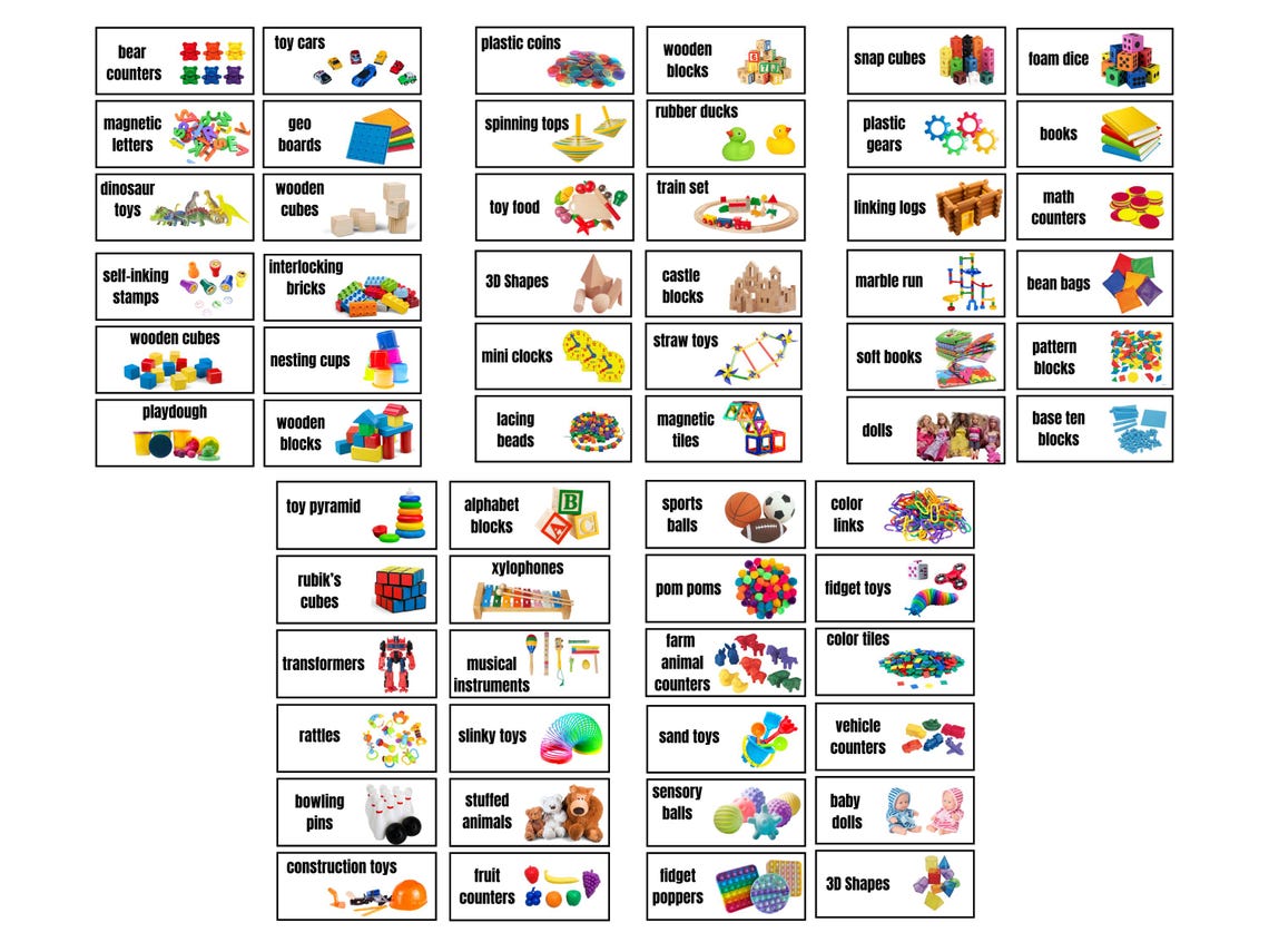 60 Classroom Labels- Small Toy Labels- Toy Organization- Toy Storage ...
