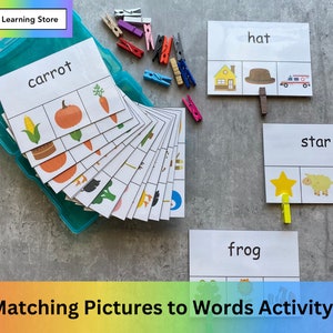 Matching Pictures to Words-clothespin Activity Cards- Instant Download ...