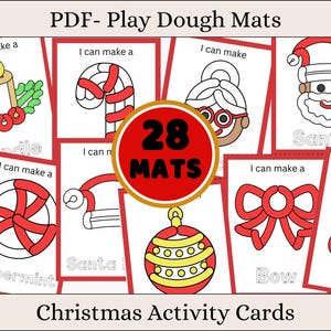 Christmas Playdough Mats- 28 Visual Cards- Preschool, Kindergarten, 1st ...
