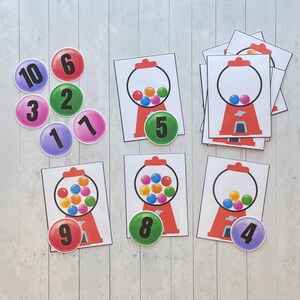 Gumball Counting 1-10- Toddler Activity Cards- Matching Activity ...