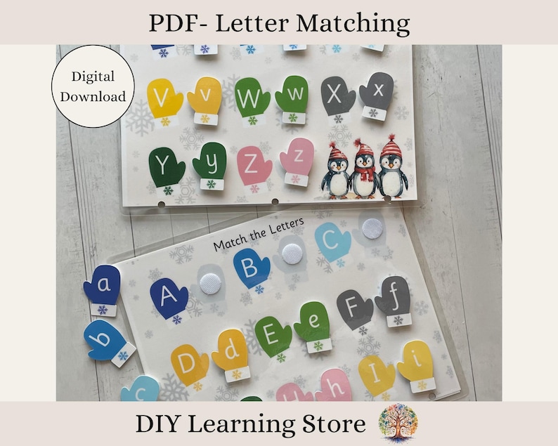 Letter Matching Mittens- Winter Activity Set- Toddler, Preschool ...