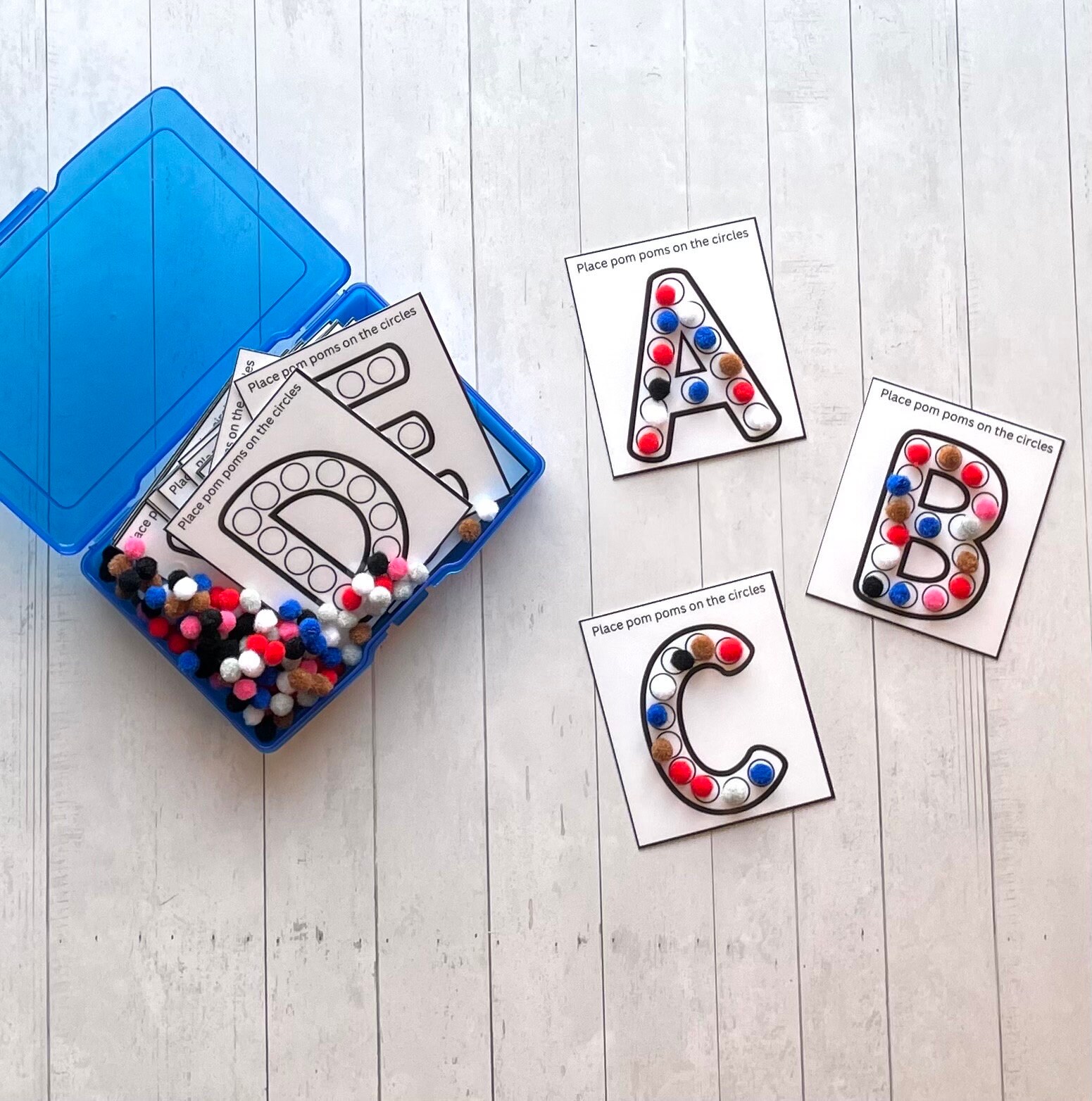 Pom Pom Alphabet Task Box | Printable Letter Recognition & Fine Motor ...