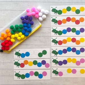 Pom Pom Patterns Activity Set Montessori Learning Toy for Preschool ...