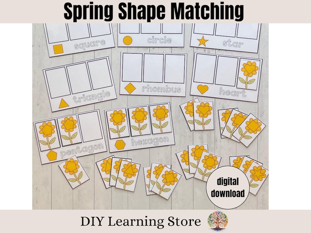 Spring Shape Matching Game- Toddler Activity Cards- Preschool ...