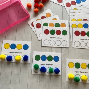 Pom Patterns Task Box Activity Set- Montessori Learning Toy for ...