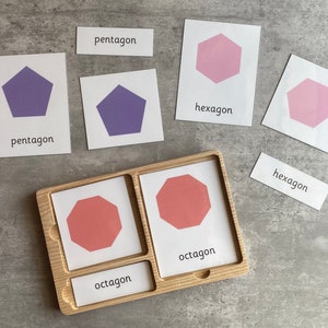 2D Shapes- Montessori 3 Part Flash Cards- Instant Download- Editable ...