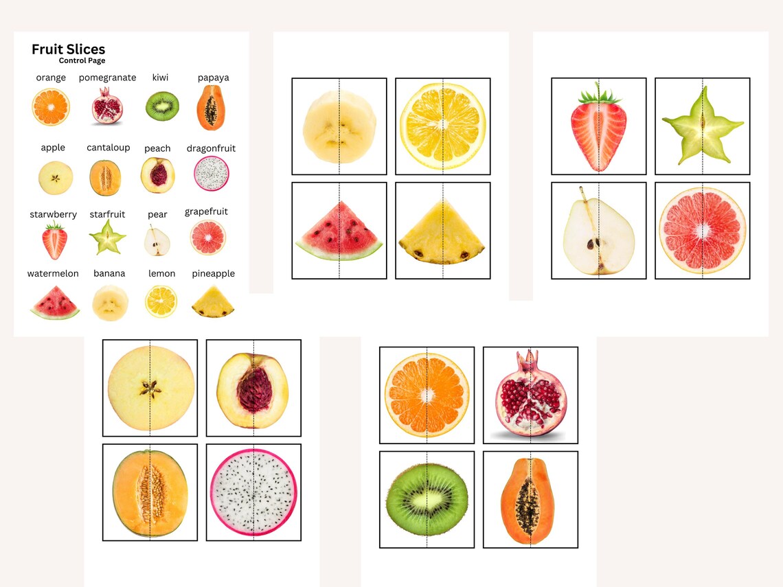 Fruit Symmetry Puzzles- Matching Cards, Toddler Preschool Activity ...