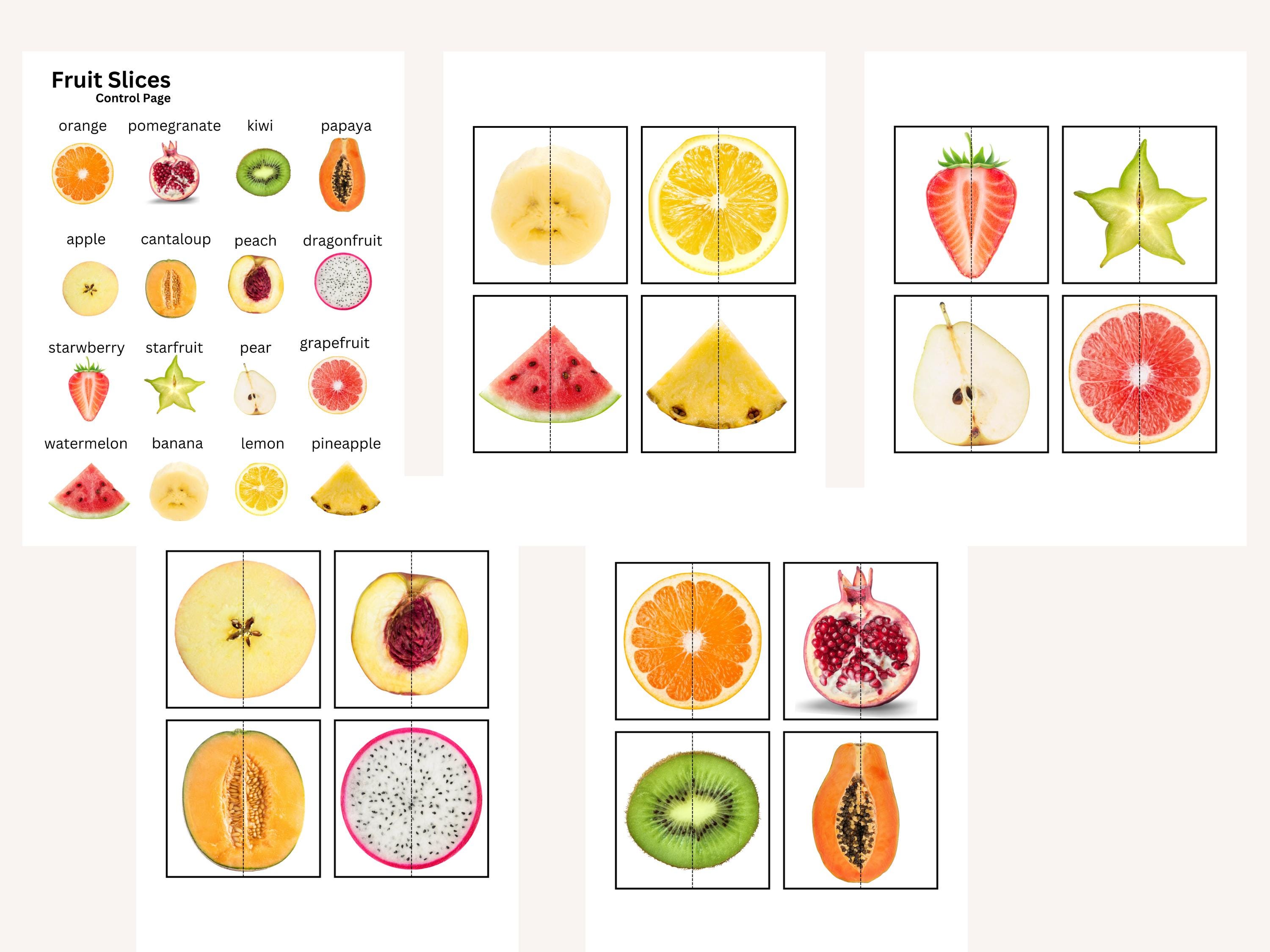 Fruit Symmetry Puzzles- Matching Cards, Toddler Preschool Activity ...
