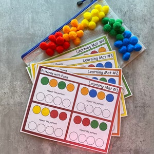 Pom Patterns Learning Mat Activity Set- Montessori Toy for Preschool ...