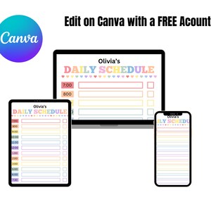 Kids Daily Schedule- Editable Canva Template- Daily Tracker- Task ...