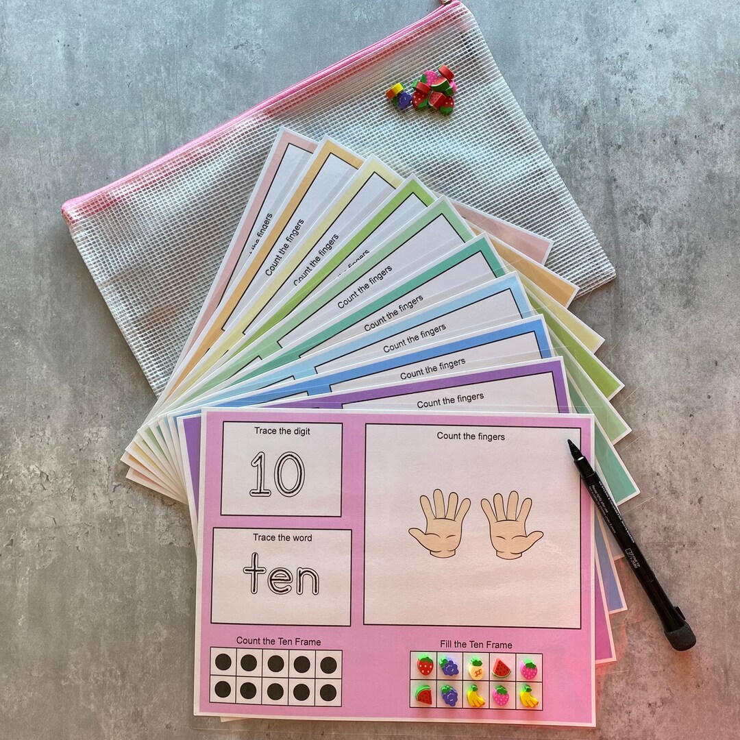 Ten Frame Counting Learning Mat Activity Set Montessori Learning Toy ...