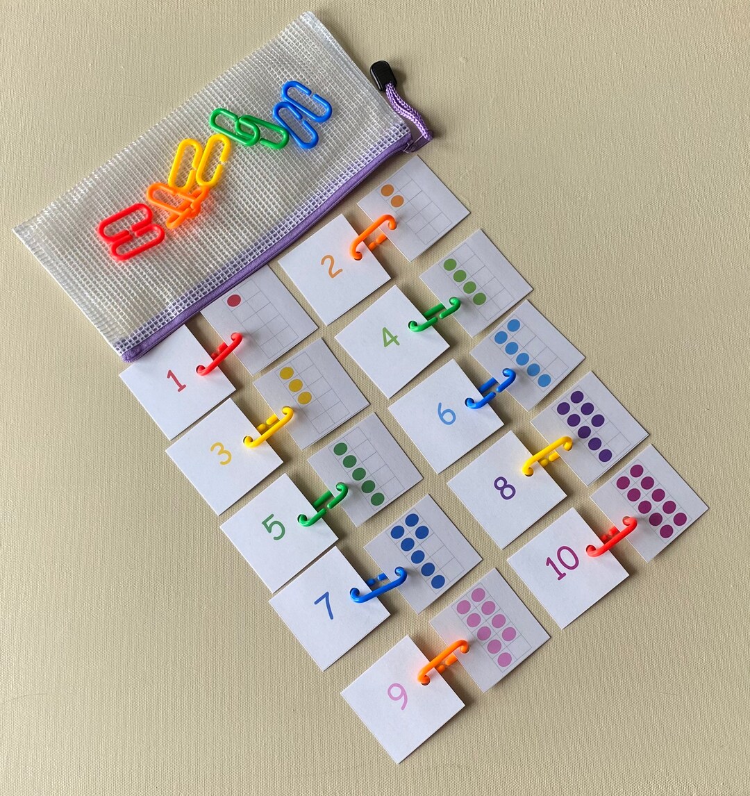 Colored Links Number Matching Activity Cards- Preschool, Homeschool ...