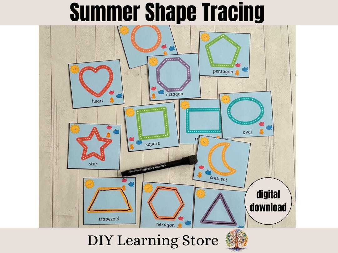 Shape Tracing- Summer Themed Cards- Toddler Activities- Preschool ...