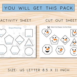 Shape Matching Snowman Faces- Winter Activity Page- Toddler, Preschool ...