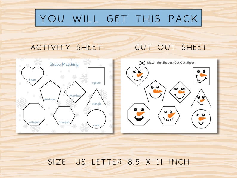 Shape Matching Snowman Faces- Winter Activity Page- Toddler, Preschool ...