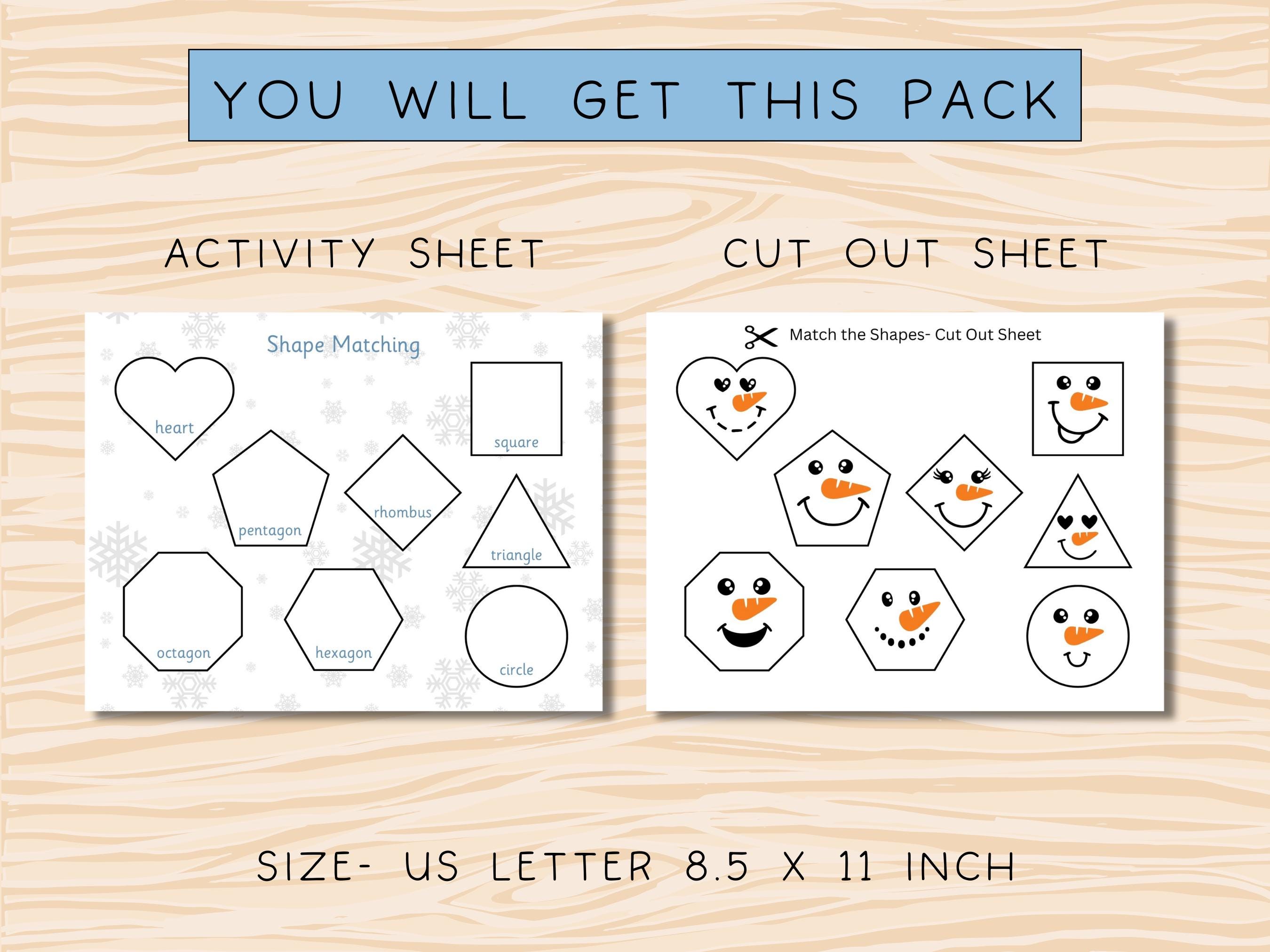 Shape Matching Snowman Faces- Winter Activity Page- Toddler, Preschool ...