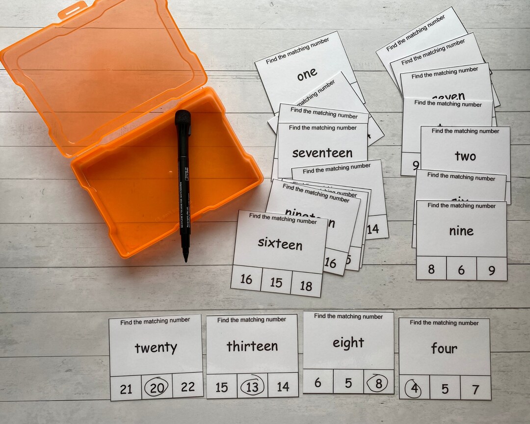 Number Matching 1-20 Task Box Activity Set Montessori Learning Toy for ...