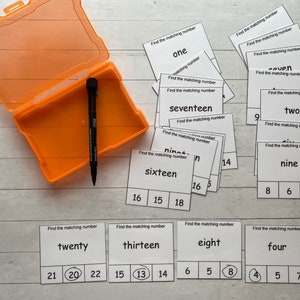 Number Matching 1-20 Task Box Activity Set- Montessori Learning Toy for ...