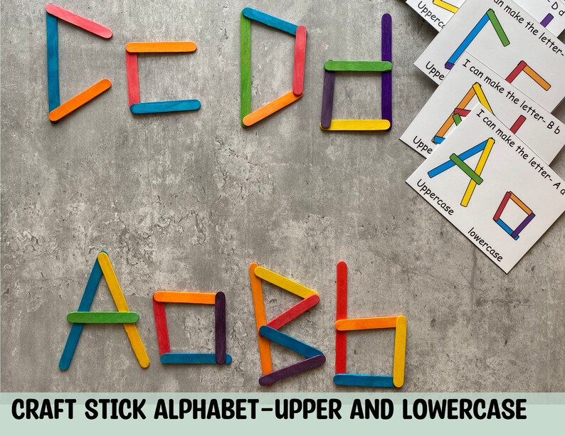 Craft Stick Alphabet-uppercase and Lowercase-instant Download ...