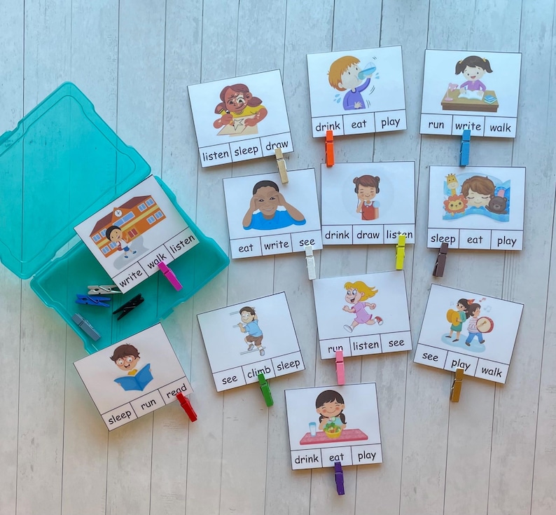 Action Verbs Learning Cards – Task Box Activity Set, Special Education ...