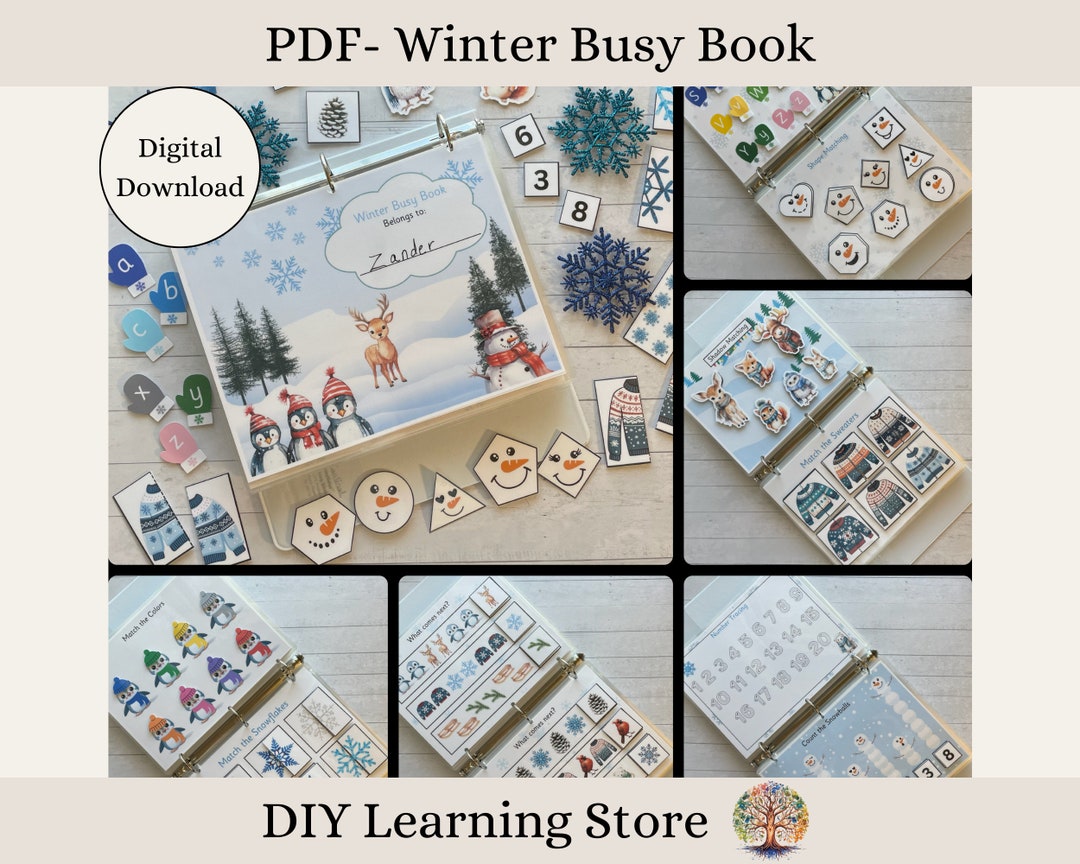 Winter Busy Book- Toddler Quiet Book- Preschool Curriculum- Homeschool ...